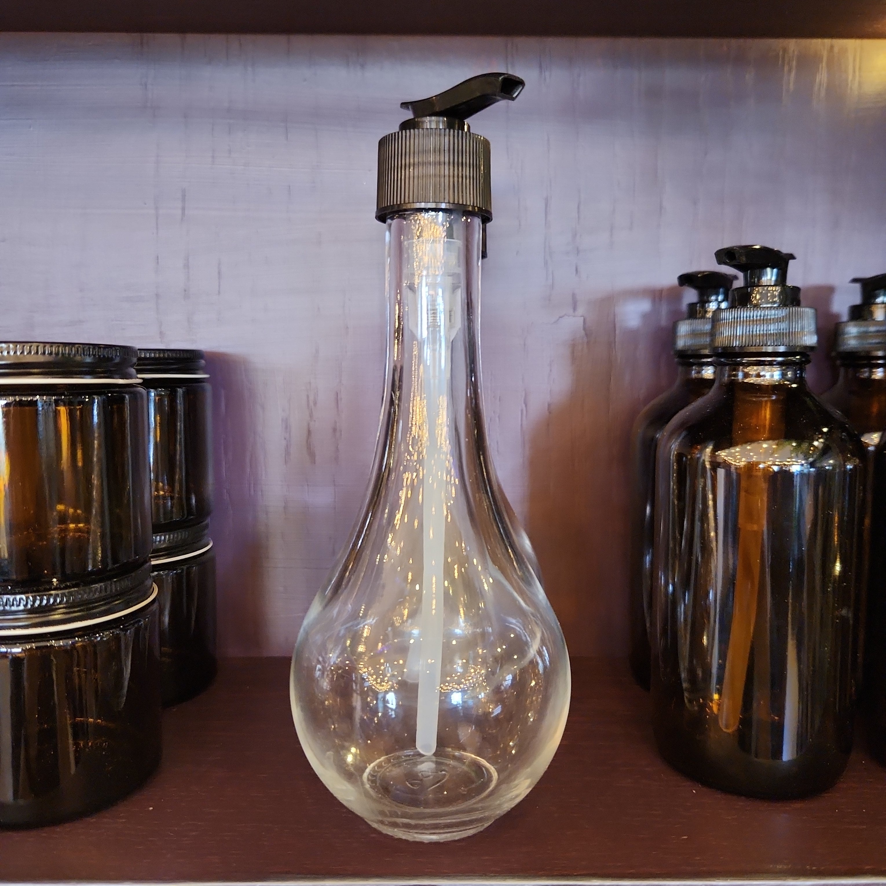 Teardrop 8oz Clear Recycled Glass Bottle with Pump [EMPTY]